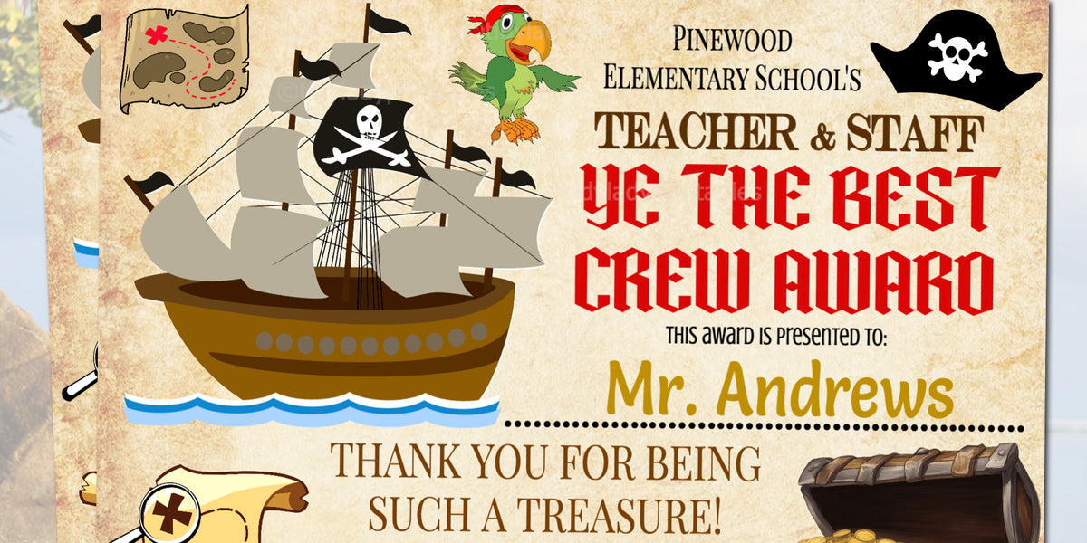 Pirate Theme Teacher Appreciation Week Award Certificates — TidyLady ...