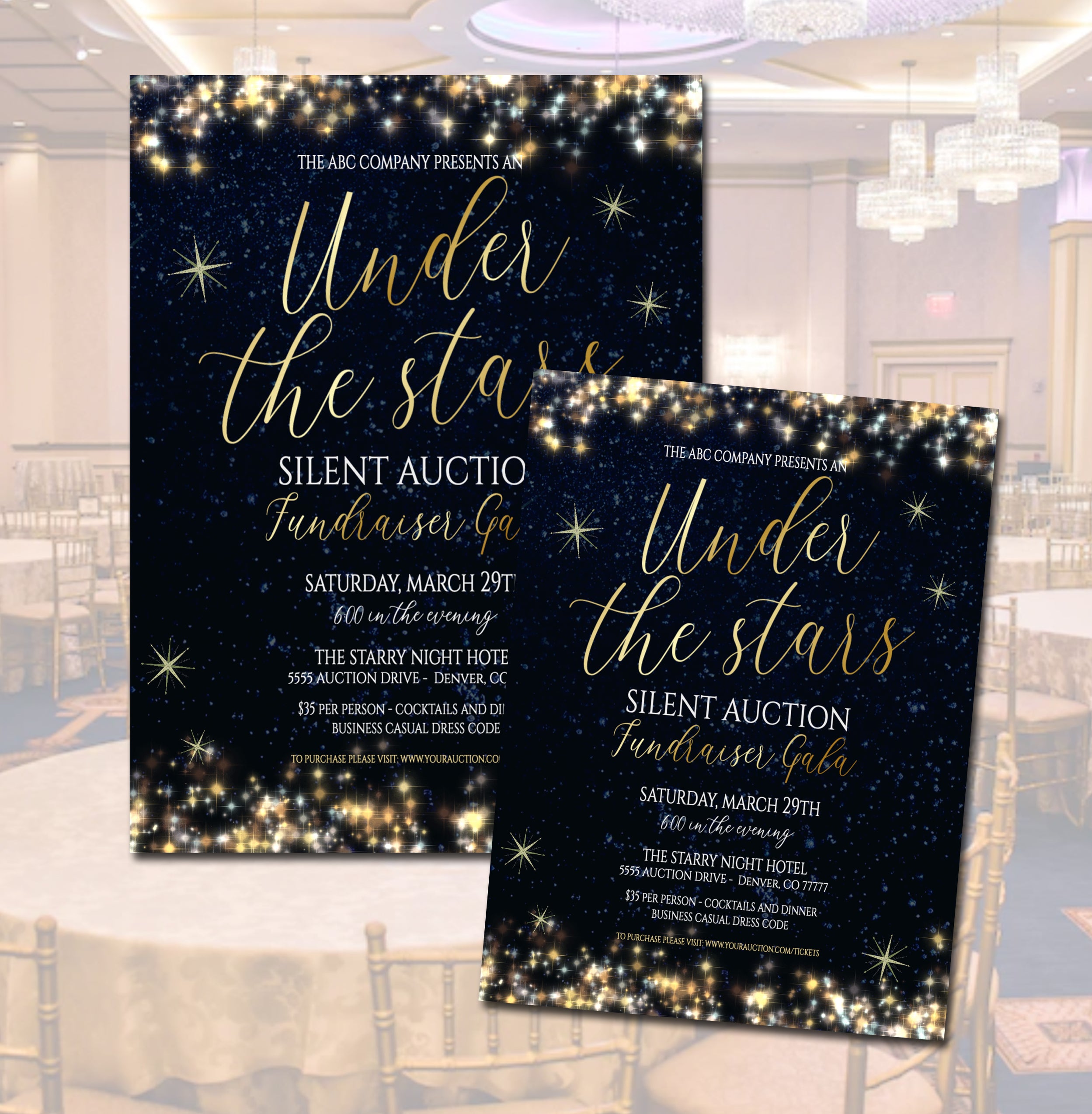 Under the Stars Starry Night Theme Silent Auction Template Set ...