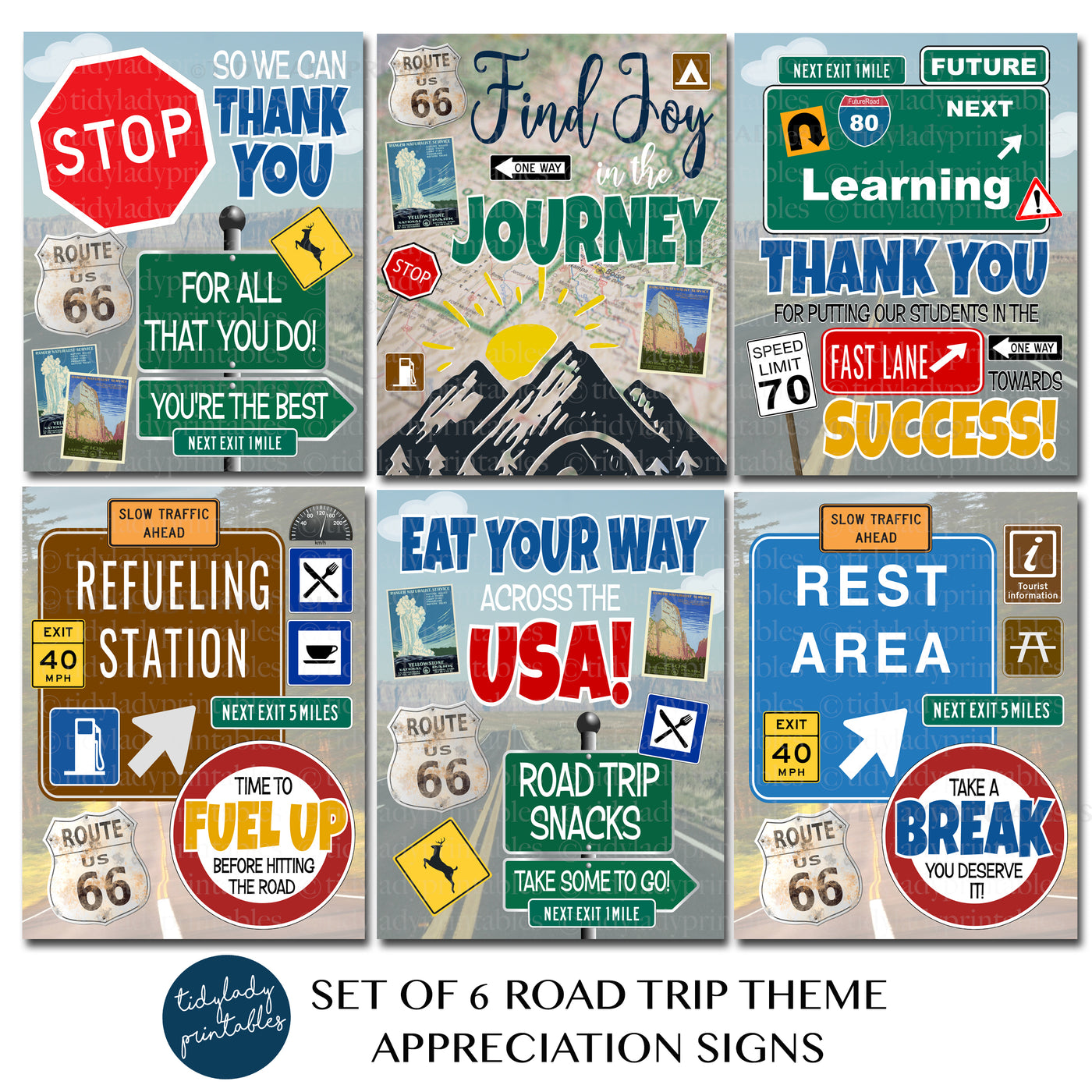 Road Trip Theme Teacher Appreciation Printable Decor Signs — TidyLady ...