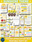 Sunshine Theme Teacher Appreciation Week Printable Party Set — TidyLady ...