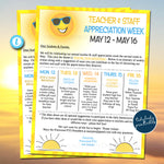 Sunshine Theme Teacher Appreciation Week Printable Party Set — TidyLady ...