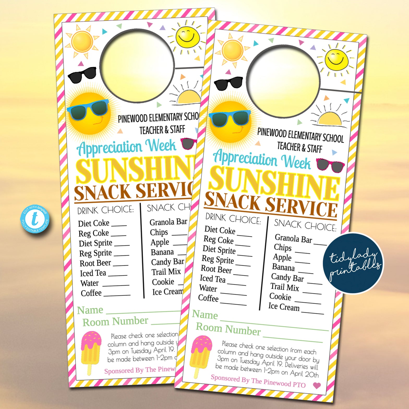 Sunshine Theme Teacher Appreciation Week Printable Party Set — TidyLady ...