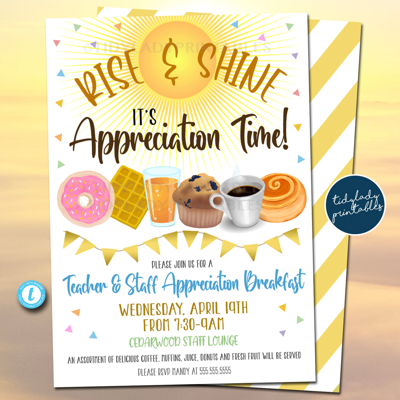 Sunshine Theme Teacher Appreciation Week Printable Party Set — TidyLady ...