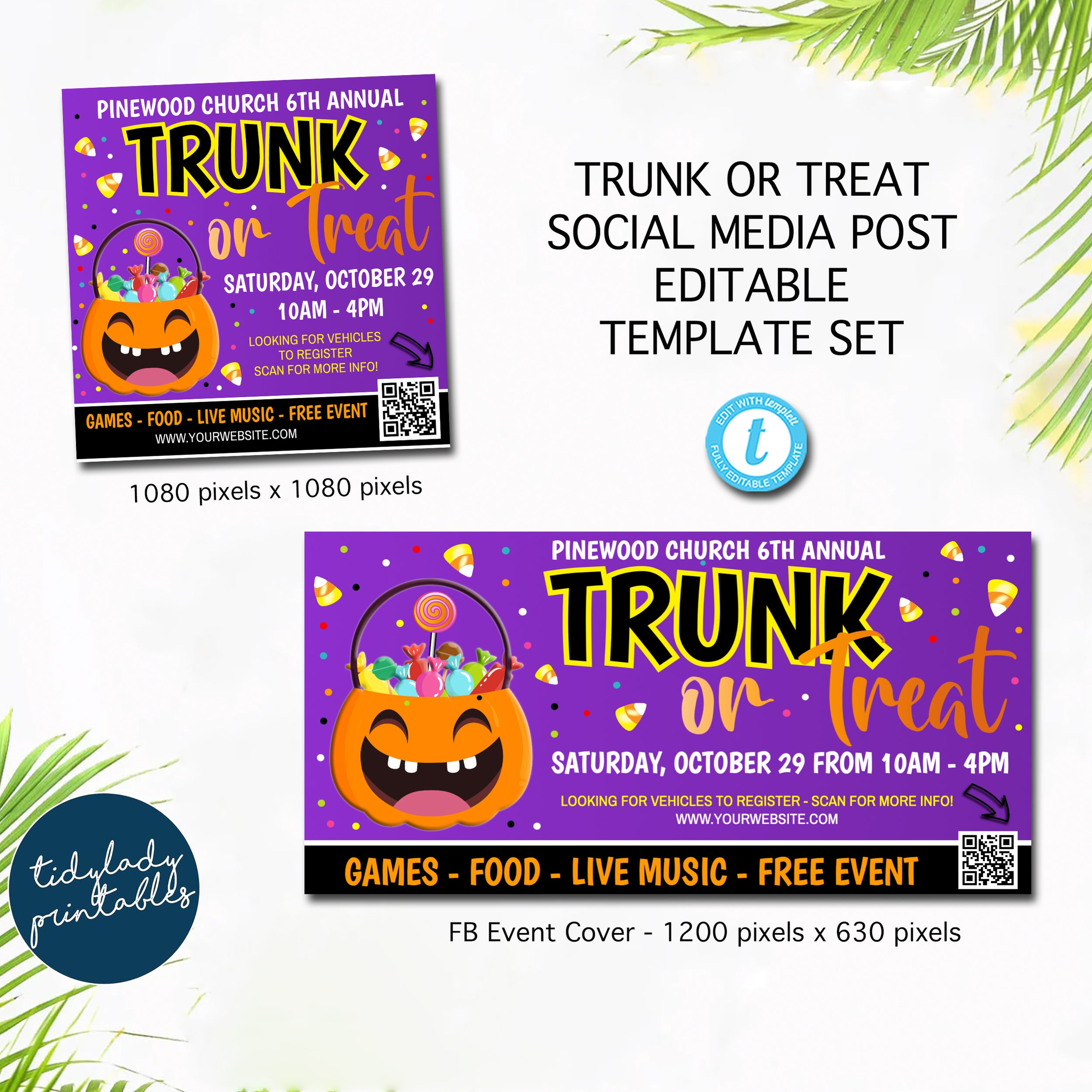 Halloween Trunk or Treat Fundraiser Editable Template Set — TidyLady ...