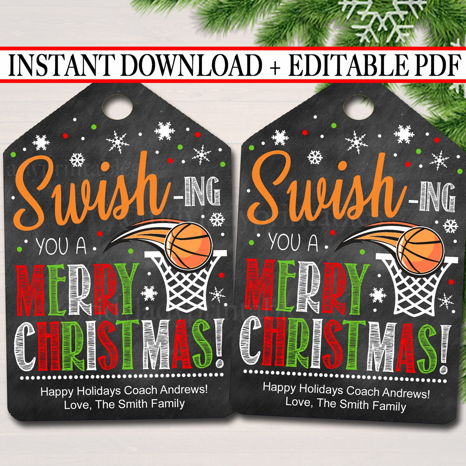 Swish-ing You a Merry Christmas Tag | TidyLady Printables