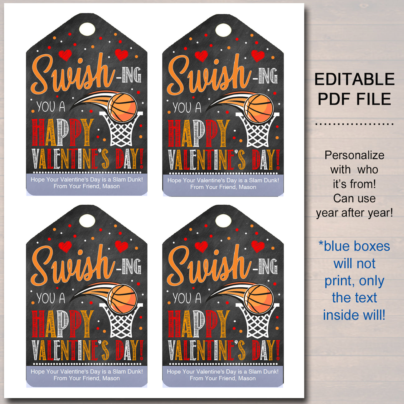Valentine's Day Basketball Gift Tags | TidyLady Printables