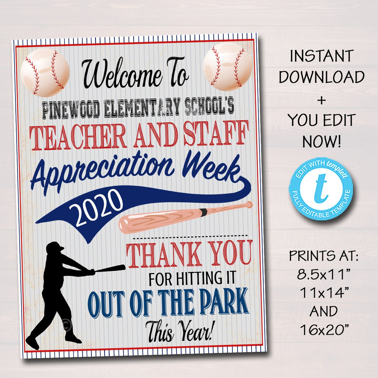 Baseball Theme Teacher Appreciation Week Printable Party Set — TidyLady ...