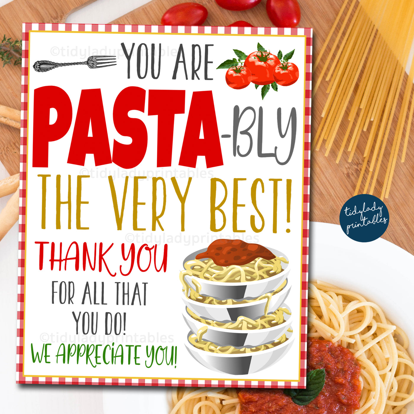Italian Pasta Dinner Thank You Sign | Appreciation Printable — TidyLady ...
