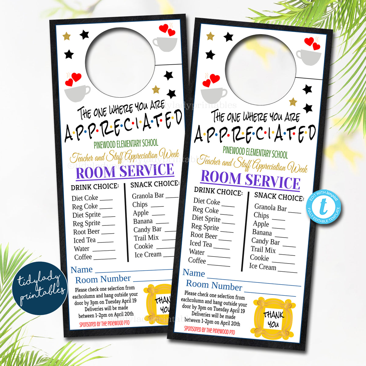 Teacher Appreciation Week Room Service Printable Door Hanger — TidyLady ...