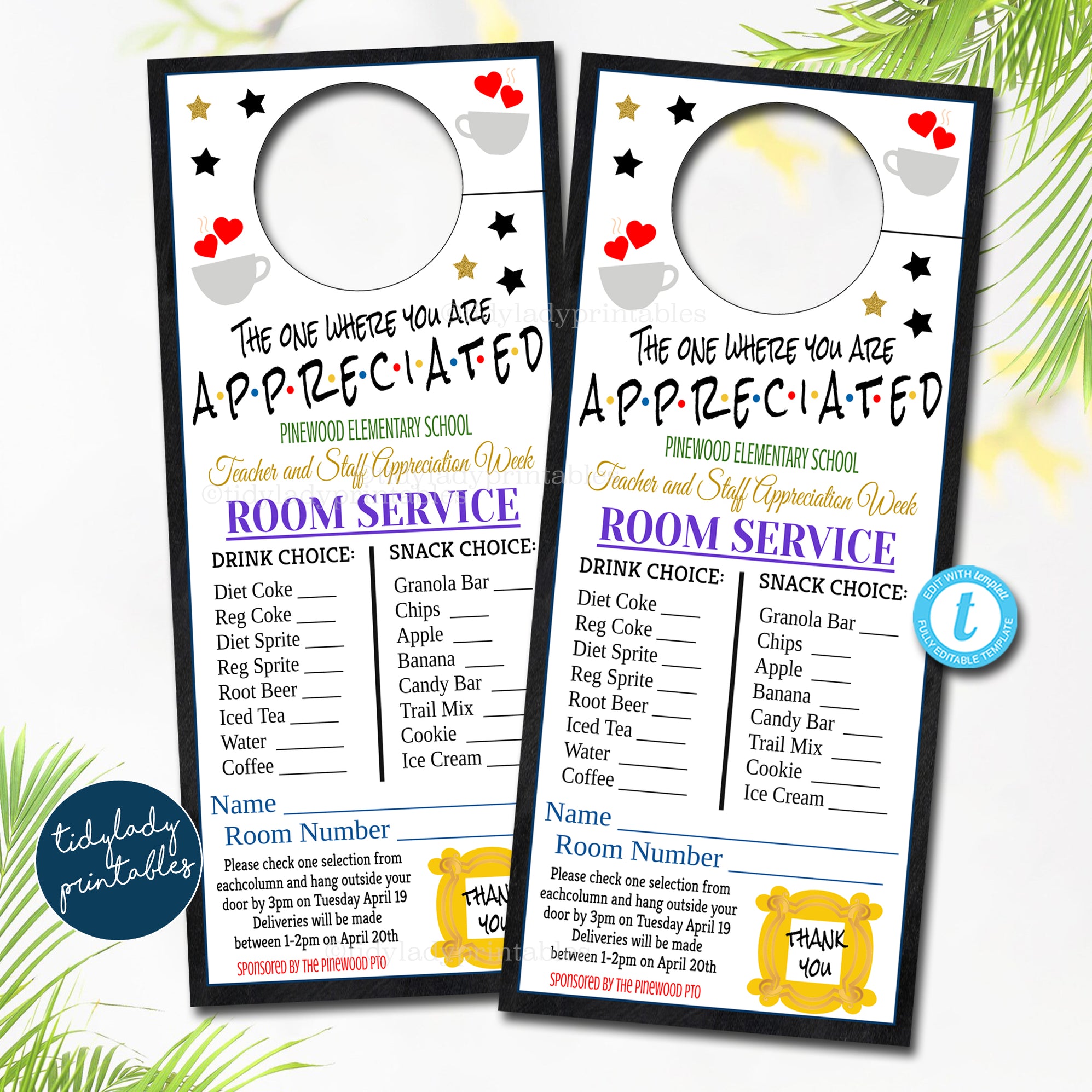 Teacher Appreciation Week Room Service Printable Door Hanger — TidyLady ...
