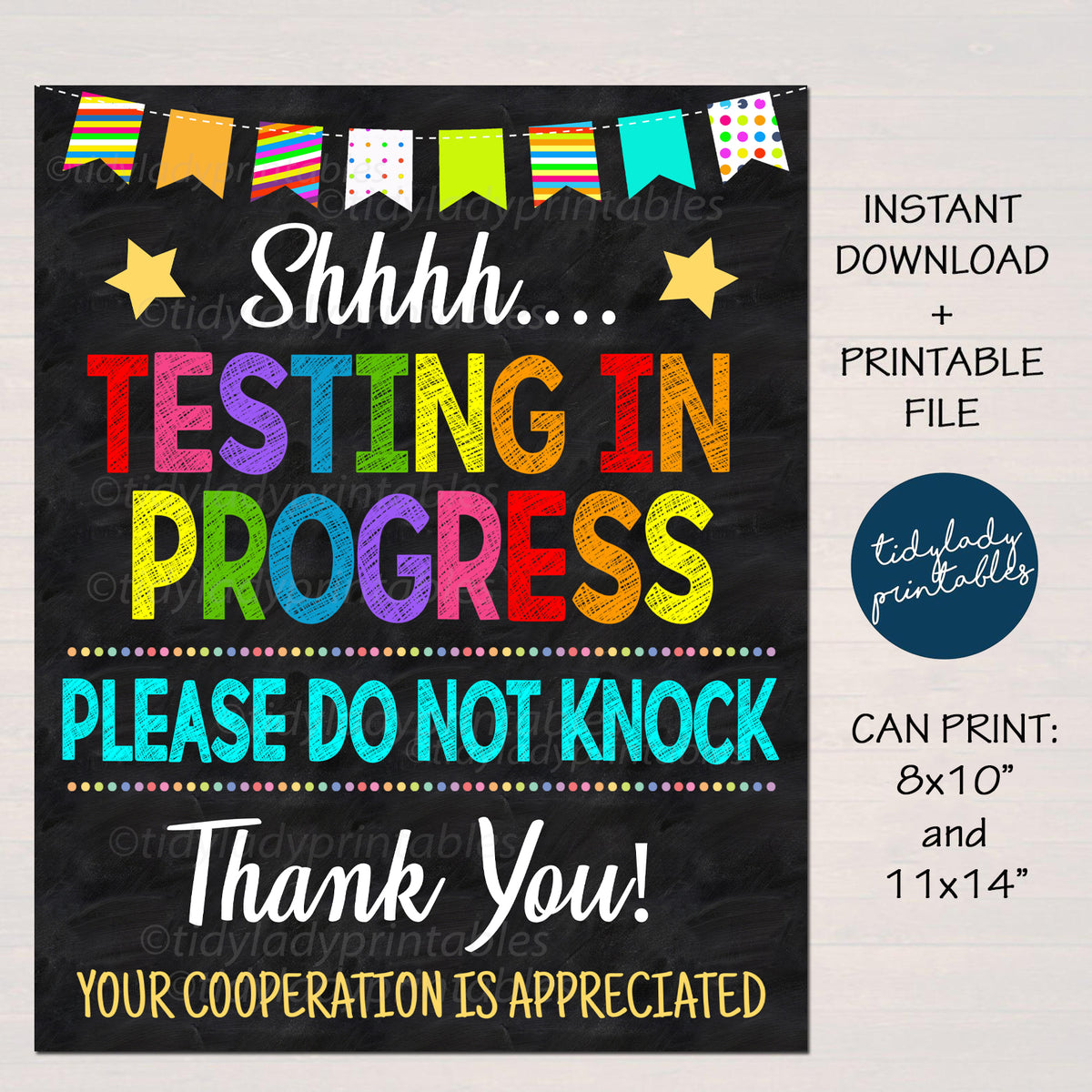 Testing in Progress Don't Knock Poster | TidyLady Printables
