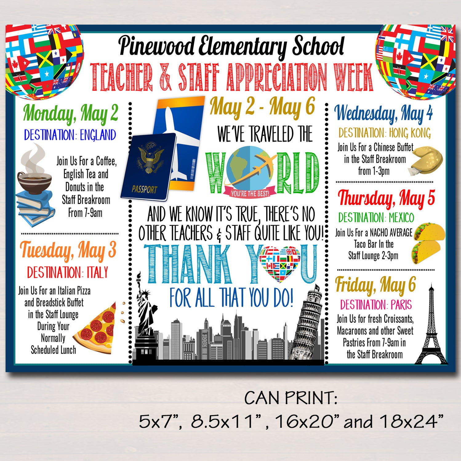 Around The World Theme Teacher Appreciation Week Printable — TidyLady ...