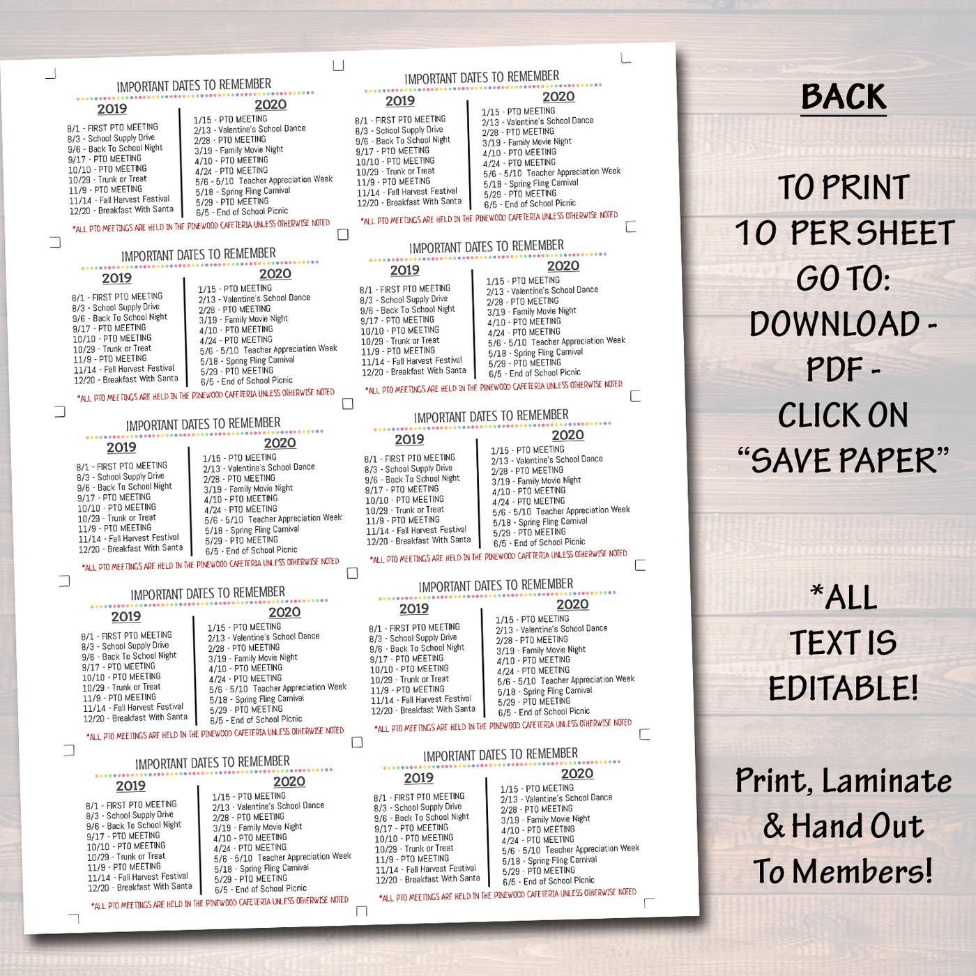 PTO PTA Membership Cards | TidyLady Printables