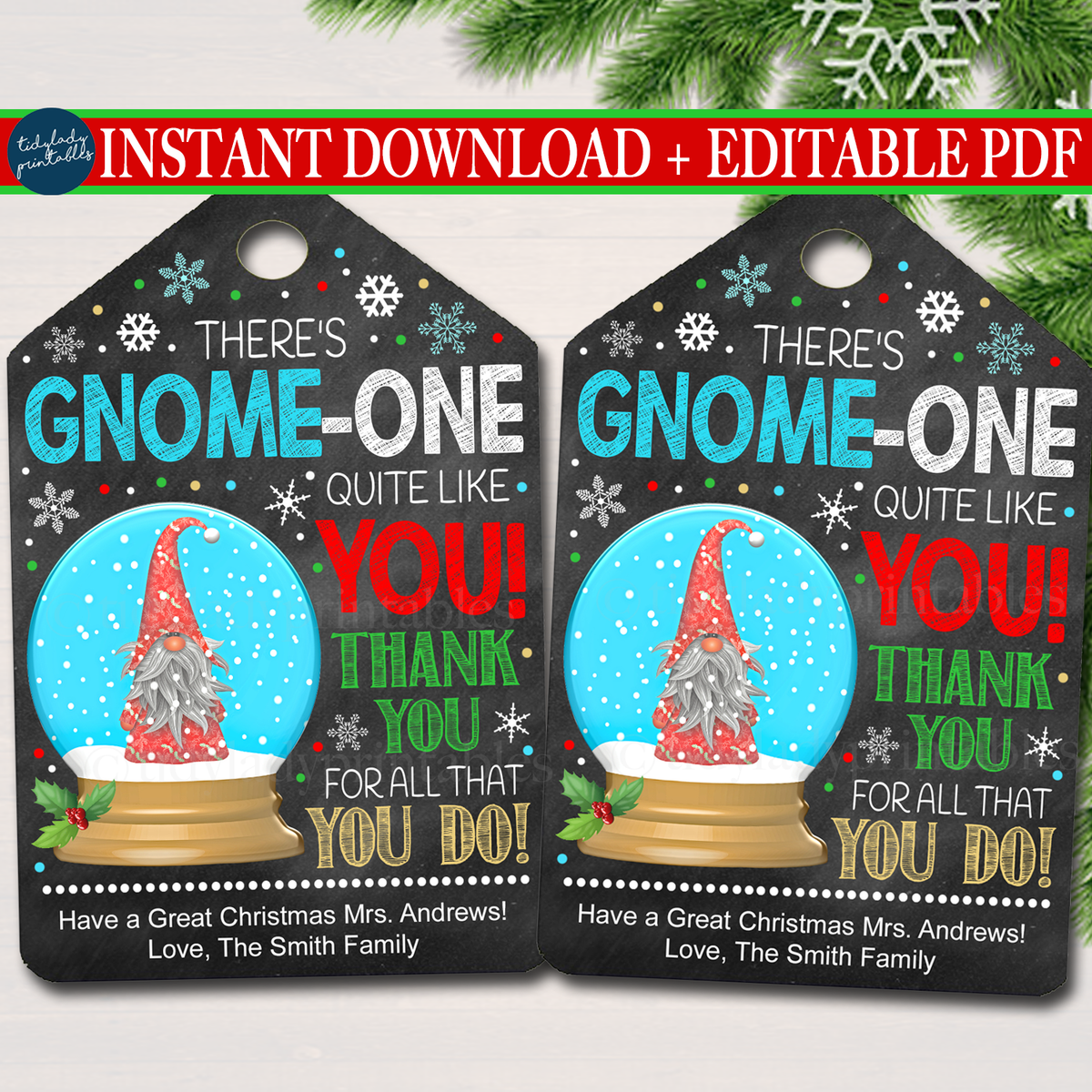 Christmas Gnome Gift Tag | TidyLady Printables