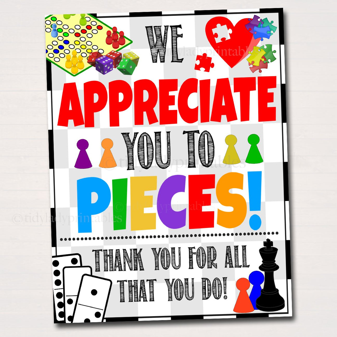 Board Games Theme Teacher Appreciation Week Printable Set — TidyLady ...