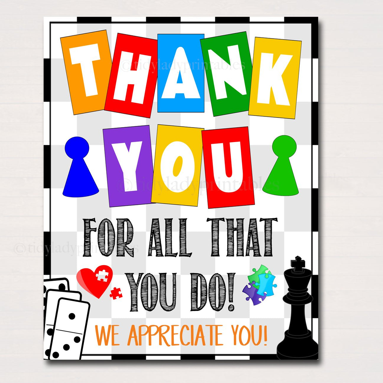 Board Games Theme Teacher Appreciation Week Printable Set — TidyLady ...