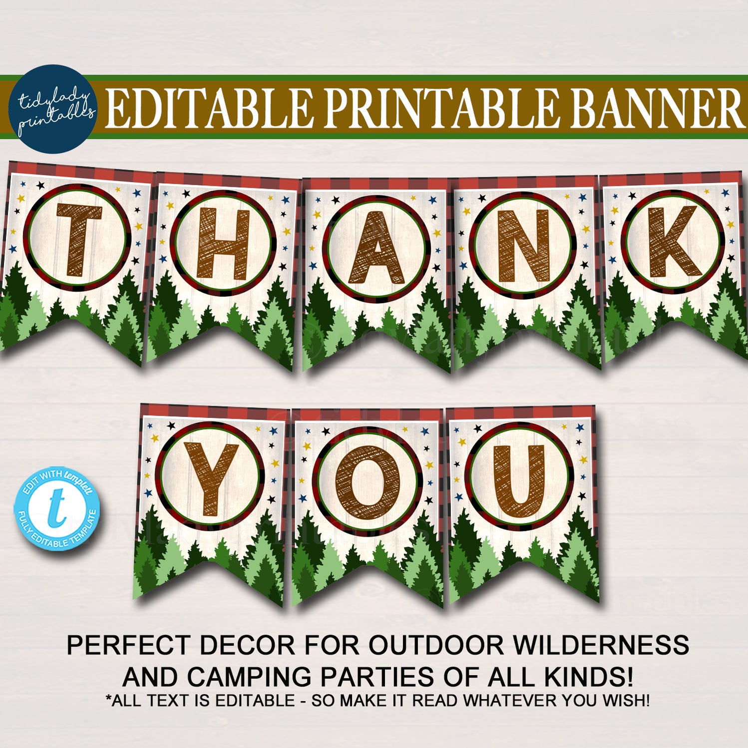Camping Theme Printable Bunting Banner | TidyLady Printables
