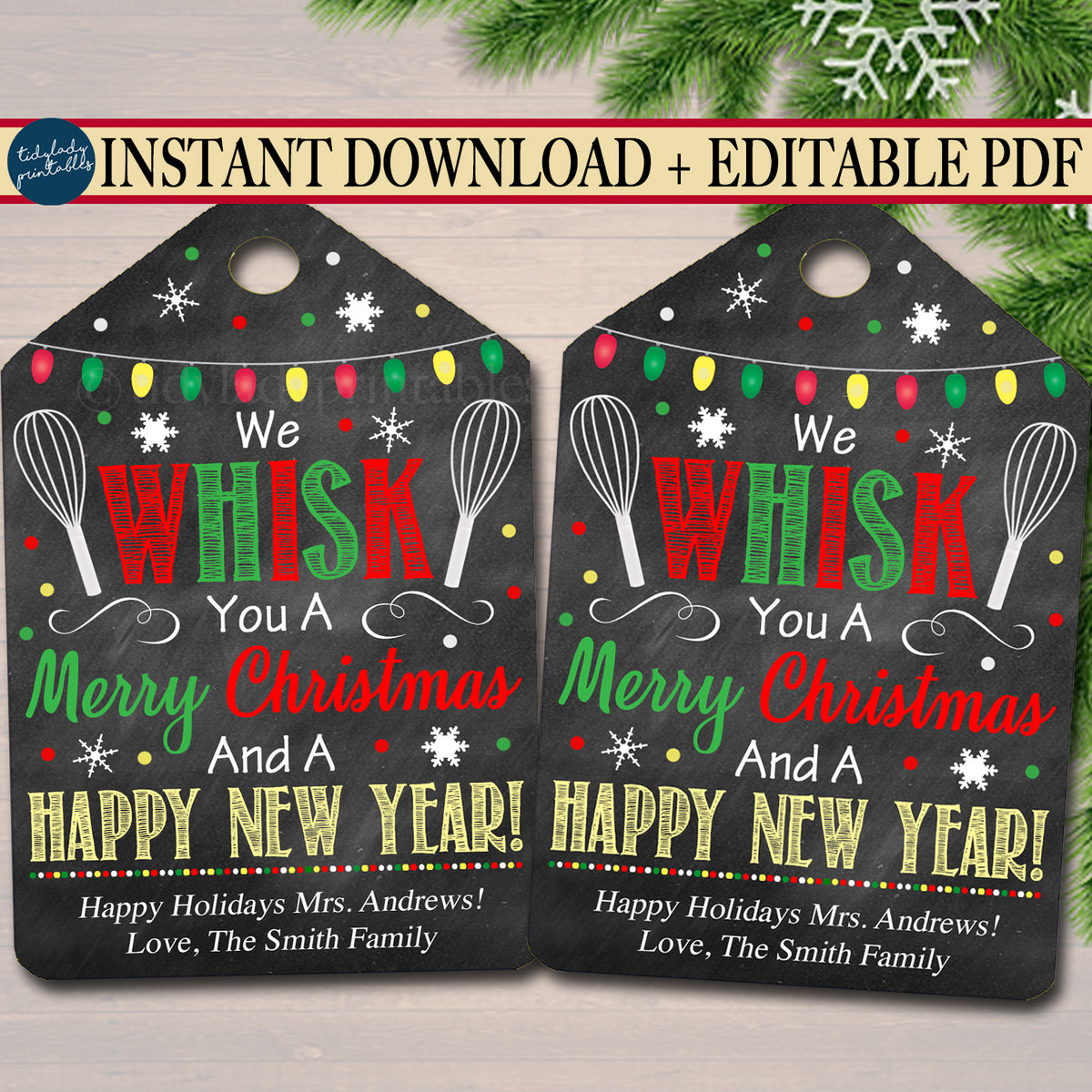 Editable Christmas Gift Tags Christmas Muffin Tags, Red Wishing You