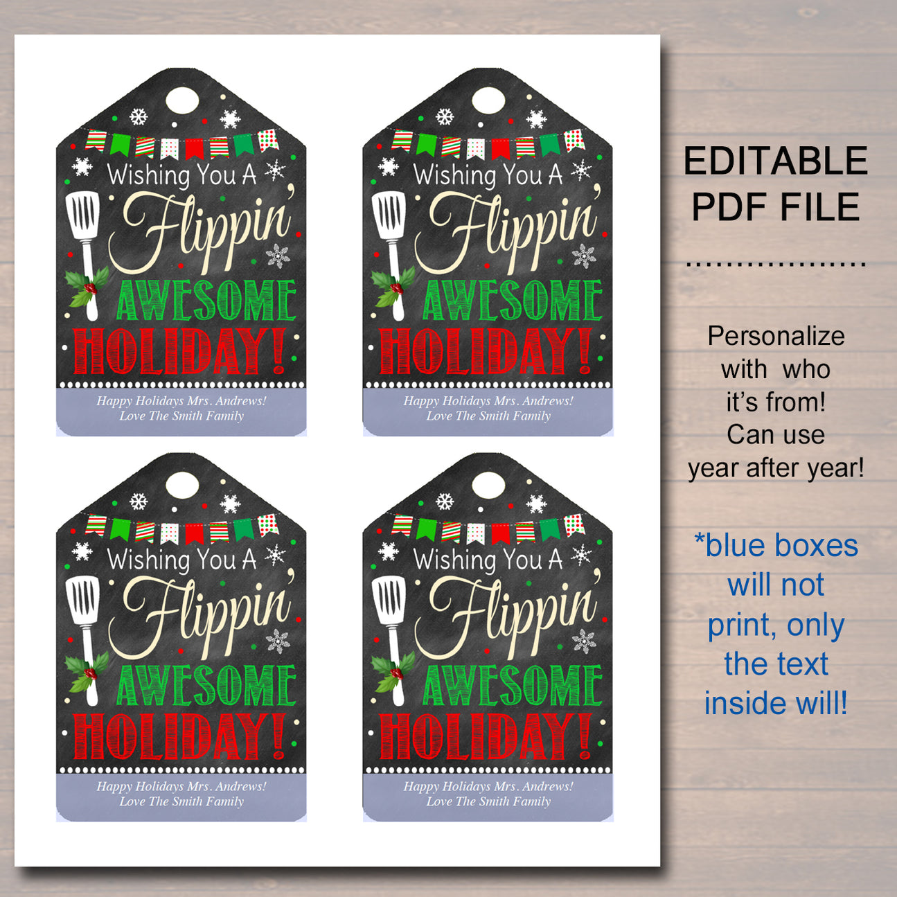 Wishing you a flippin awesome holiday printable gift tag — TidyLady ...