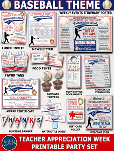 Baseball Theme Teacher Appreciation Week Printable Party Set — TidyLady ...