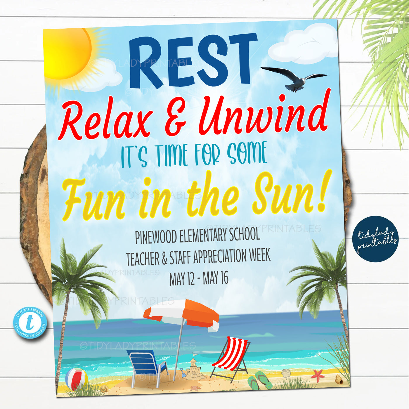 Coastal Beach Theme Teacher Appreciation Week Printable Set — TidyLady ...
