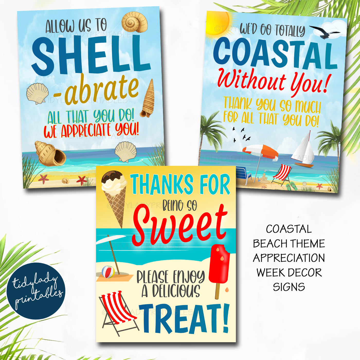 Coastal Beach Theme Teacher Appreciation Week Printable Set — TidyLady ...
