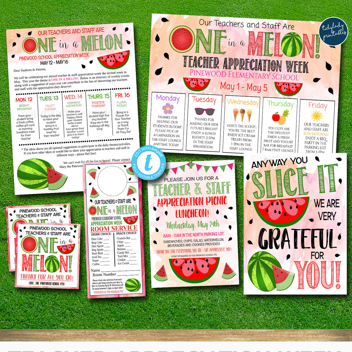 Watermelon Theme Teacher Appreciation Week Printable Party Set ...