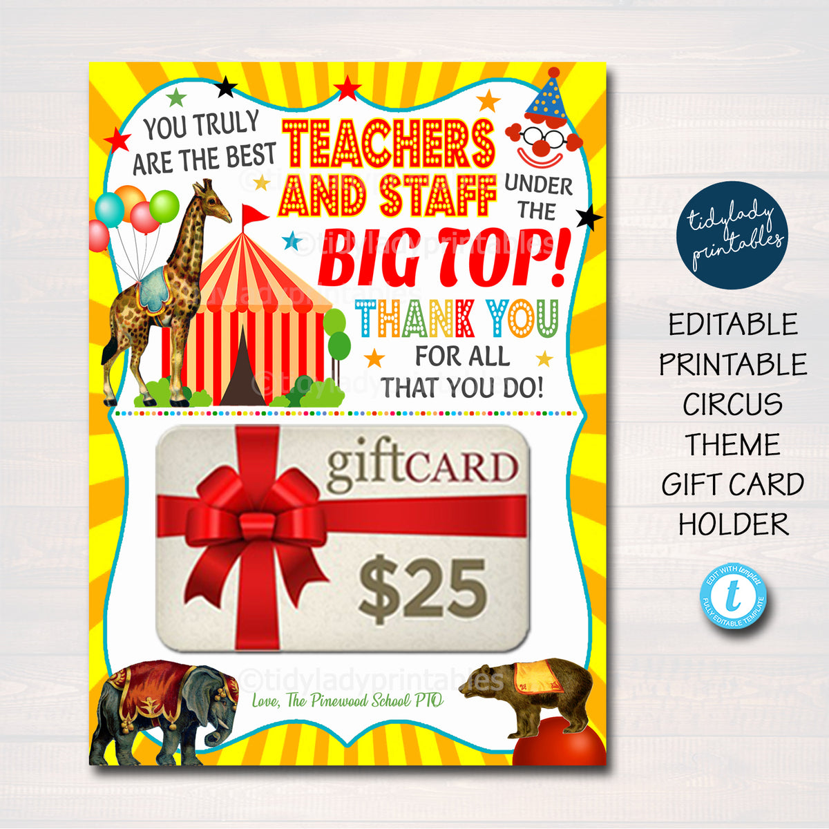 Circus Appreciation Gift Card Holder I TidyLady Printables