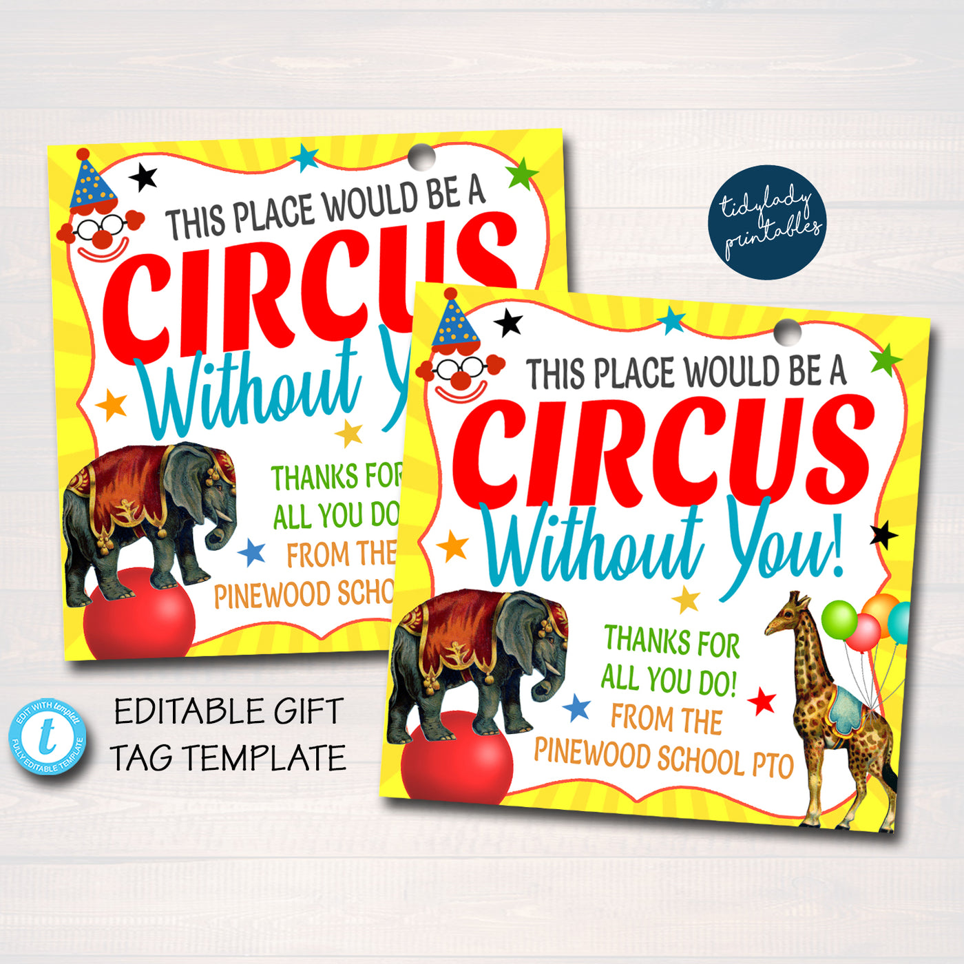 Circus Theme Teacher Appreciation Week Printable Party Set — TidyLady ...