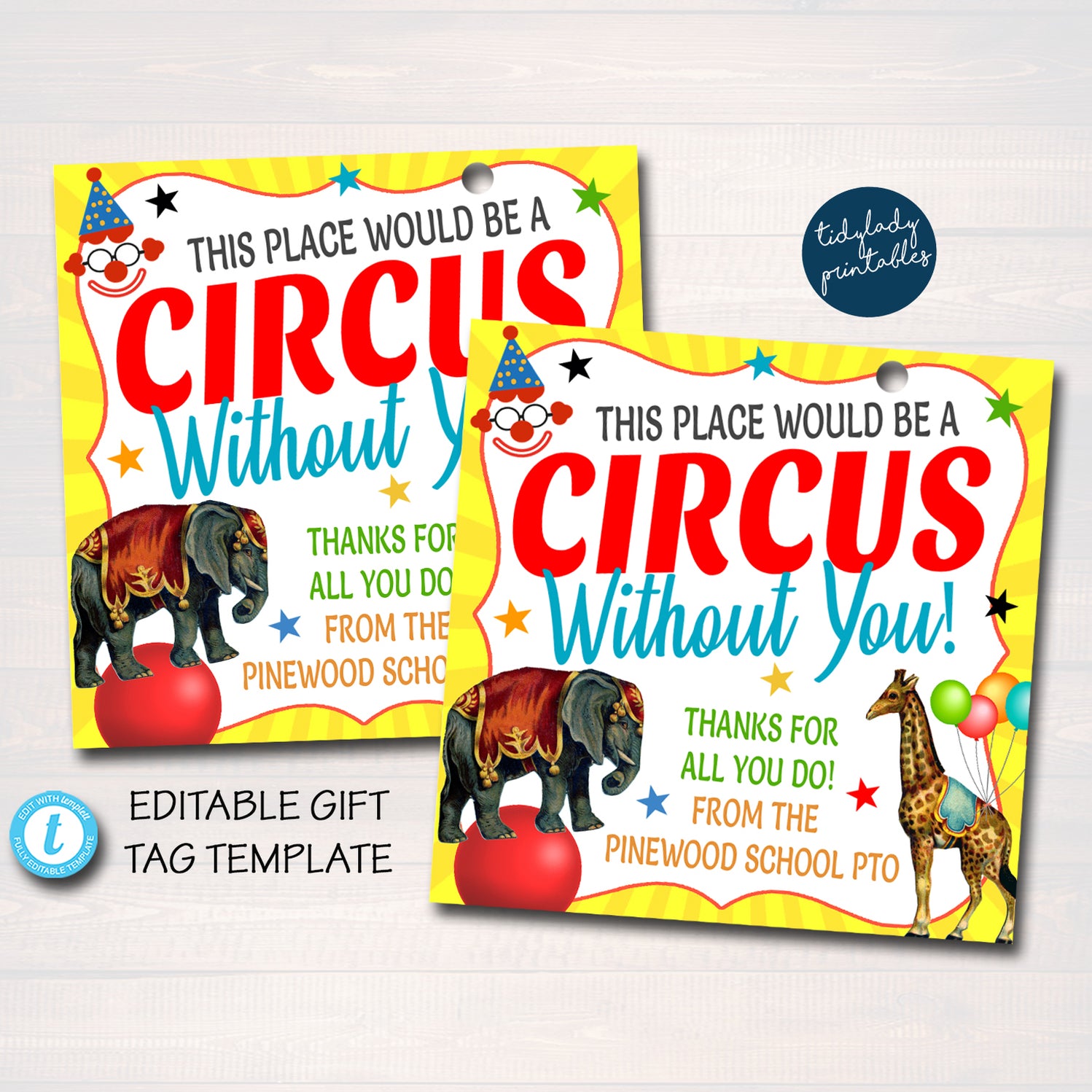 Circus Theme Teacher Appreciation Week Printable Party Set — TidyLady ...