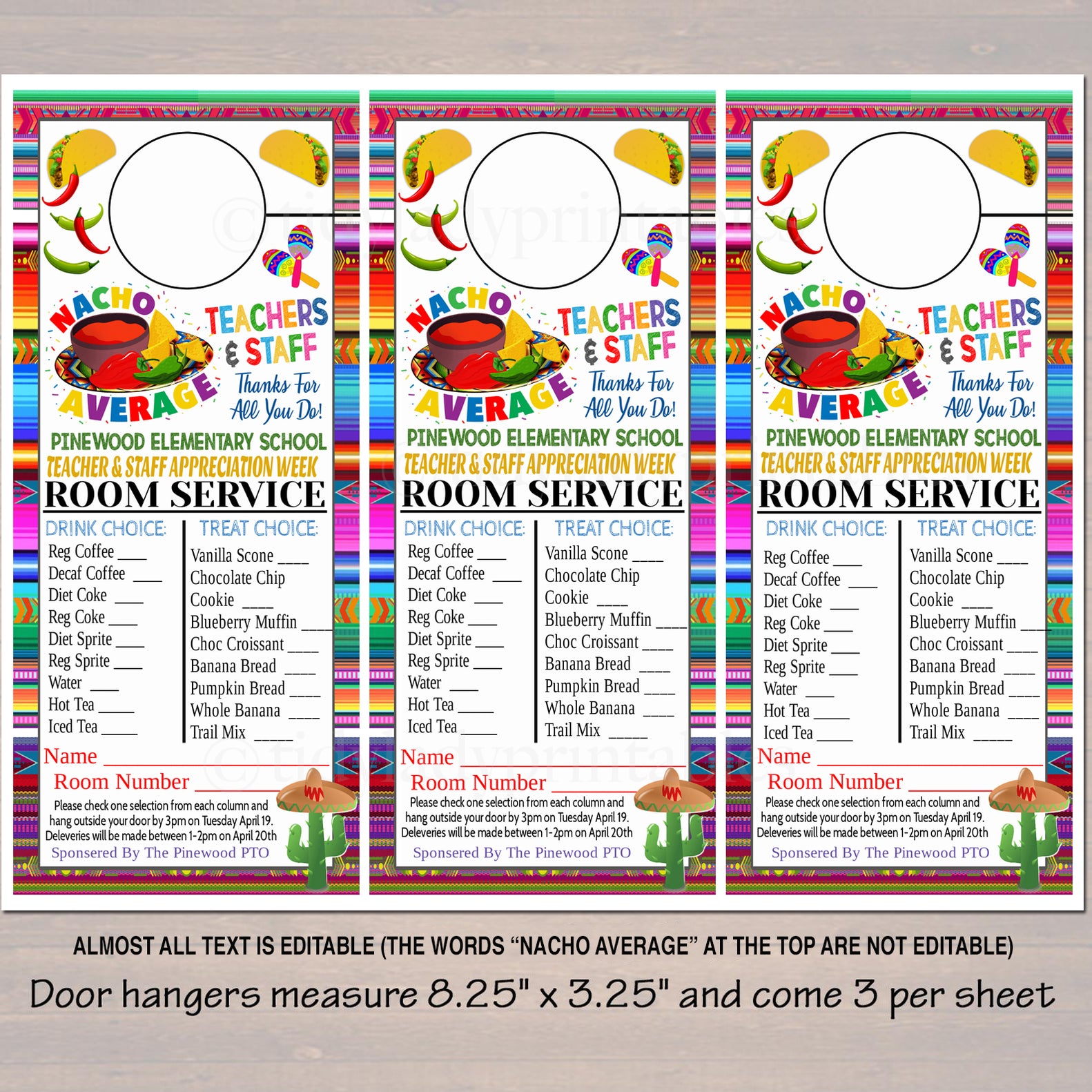 Fiesta Theme Teacher Appreciation Room Service Door Hangers — TidyLady ...