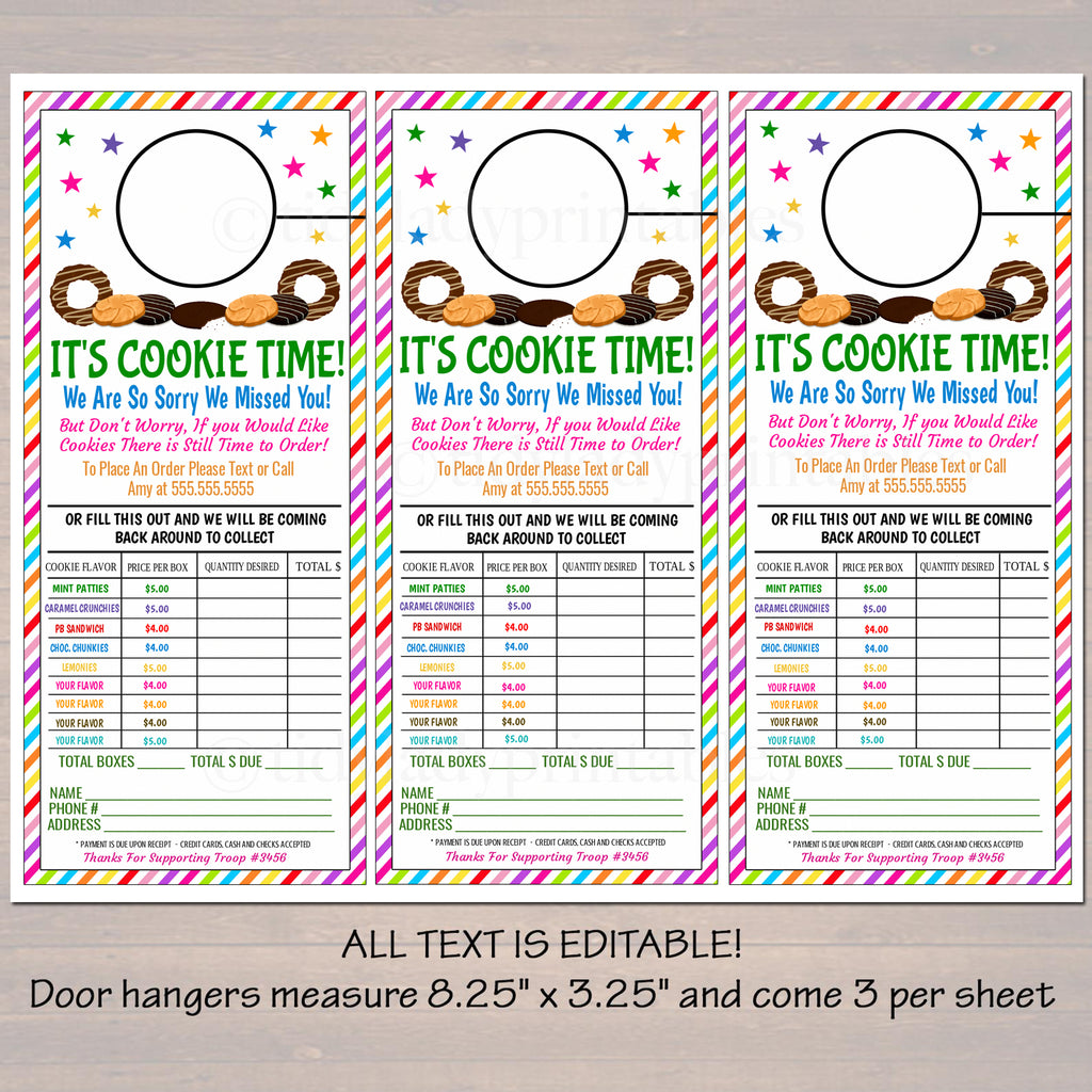 Cookie Booth Signs, Hangers, Order Forms, Decor - Printables — TidyLady ...