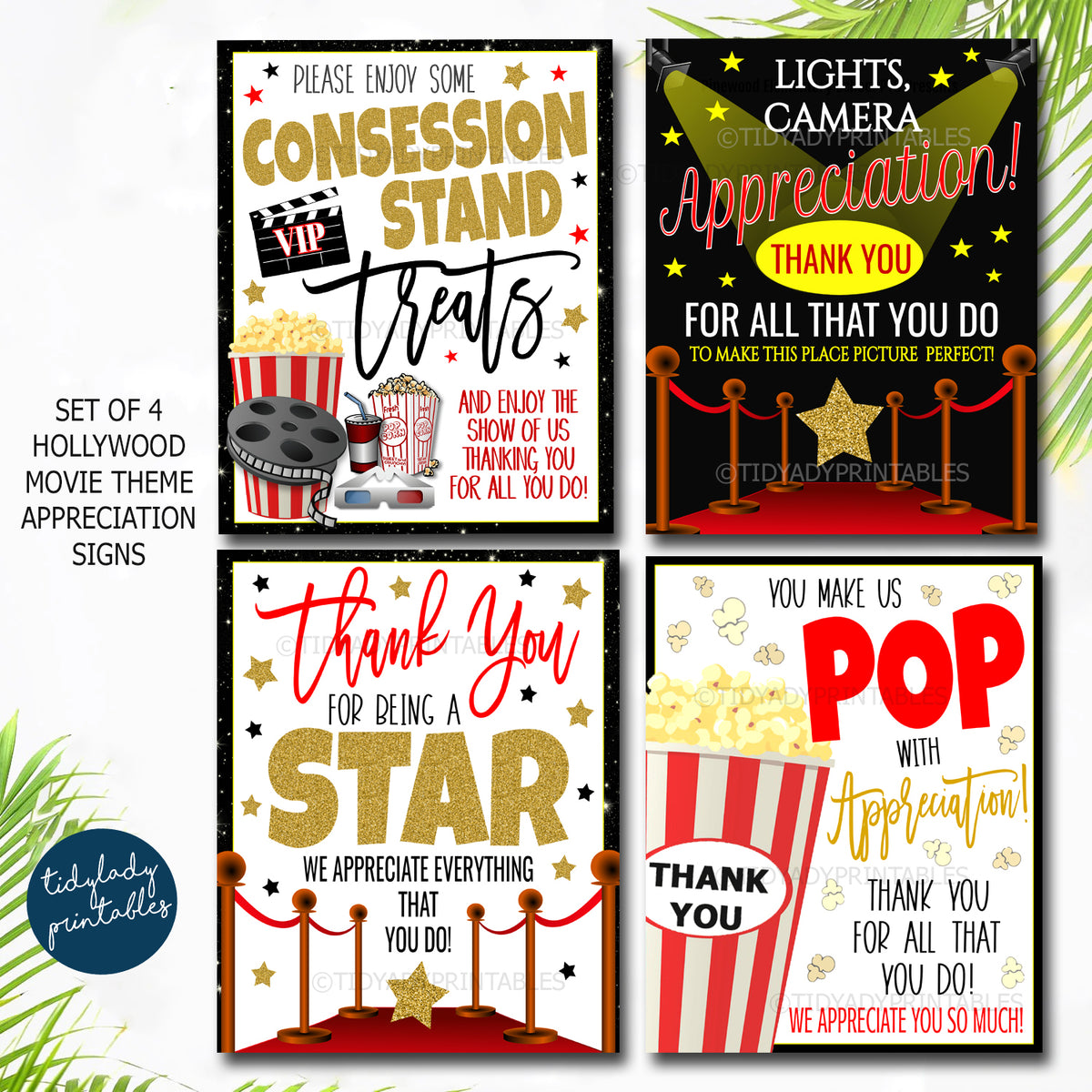 Hollywood Movie Theme Appreciation Week Printable Decor Signs ...