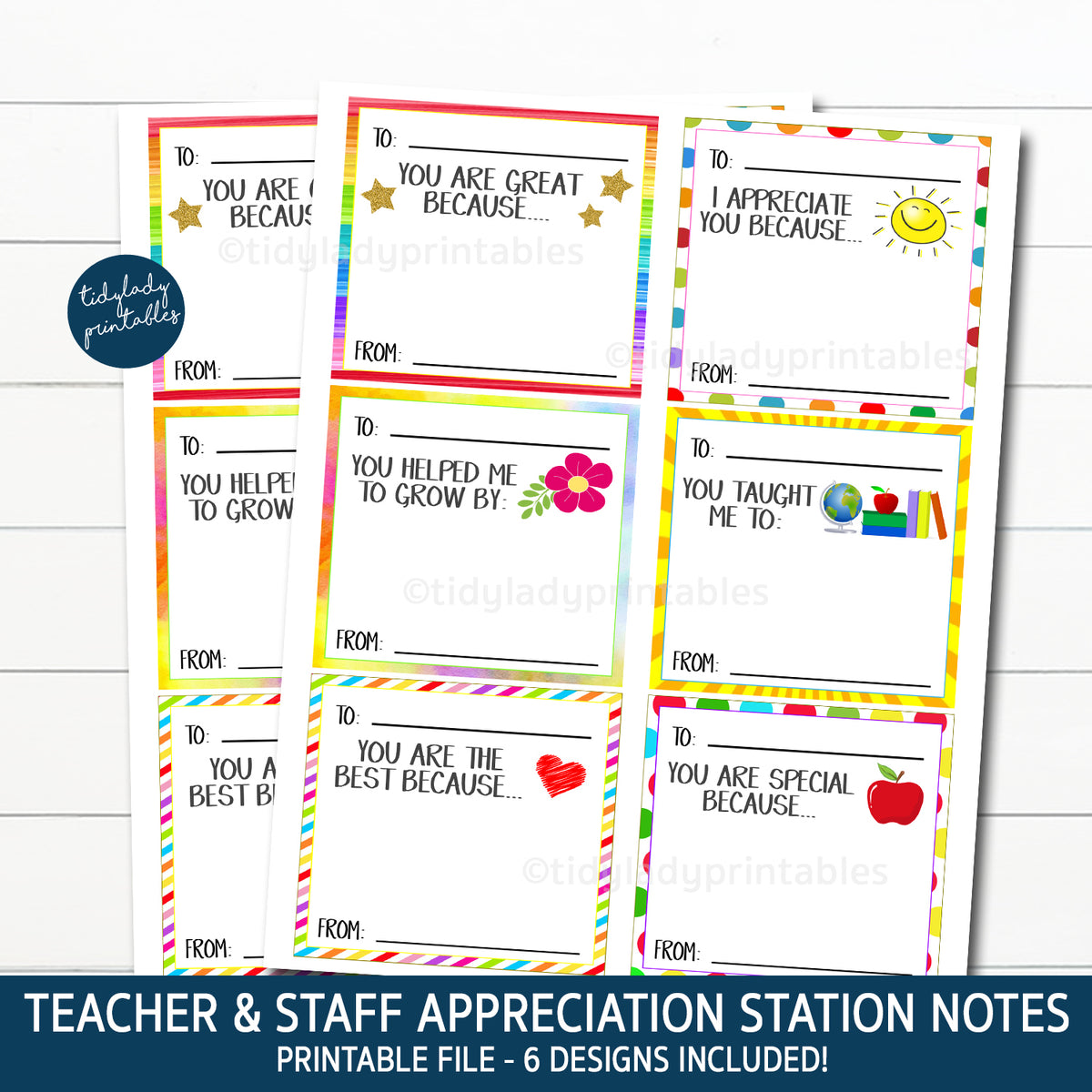 Teacher Appreciation Station Printable Thank You Notes — TidyLady ...
