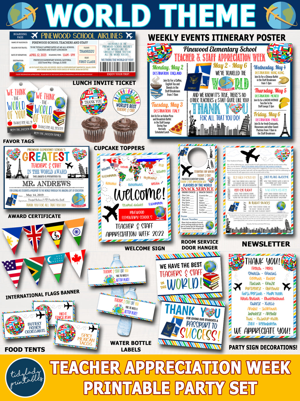 International World Theme Teacher Appreciation Week Party Set ...