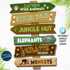 Jungle Theme Safari Zoo Party Signs | TidyLady Printables