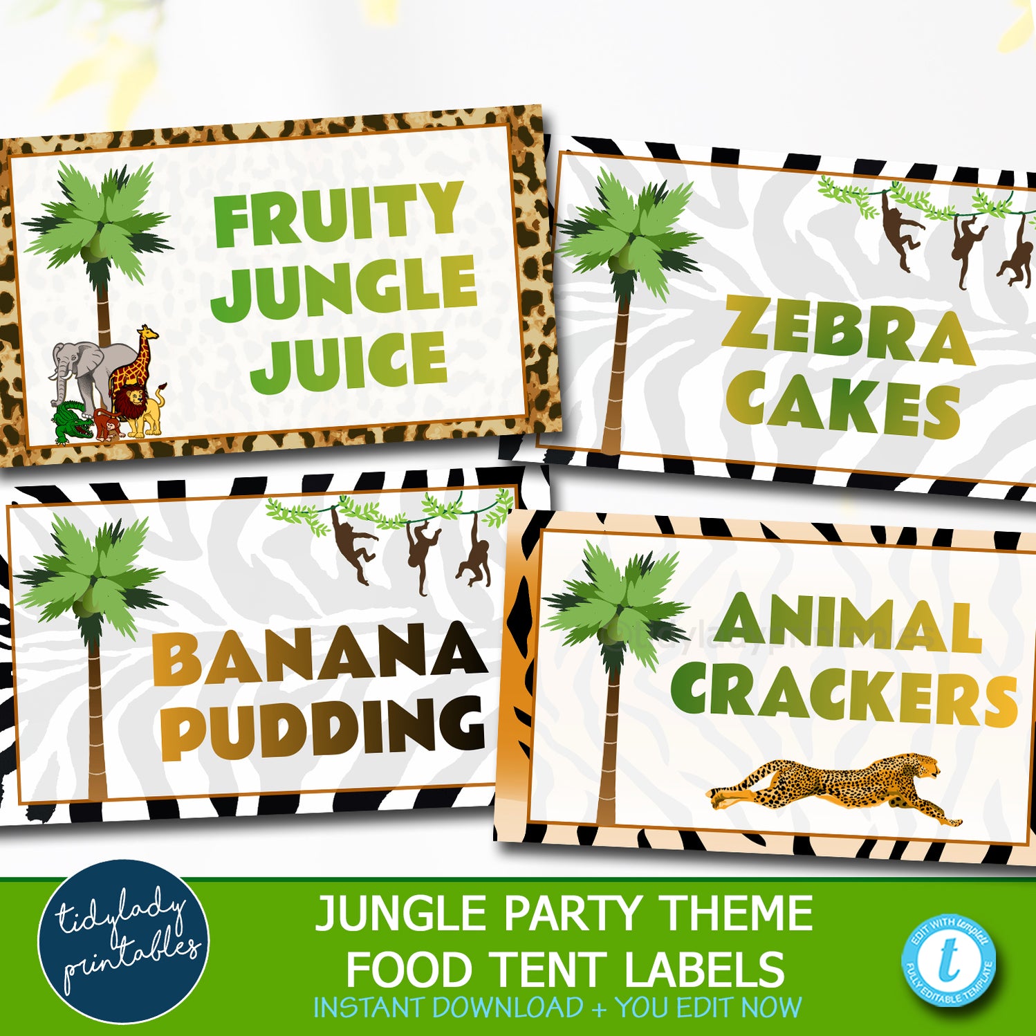 Jungle Theme Party Food Tent Labels | TidyLady Printables