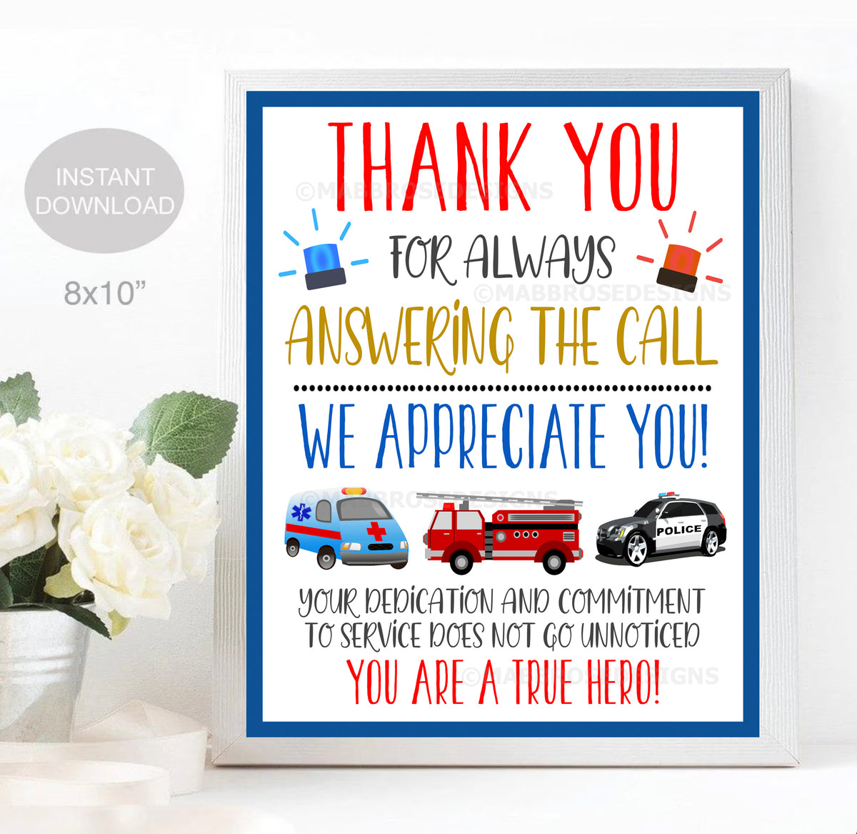First Responders Appreciation Sign | TidyLady Printables