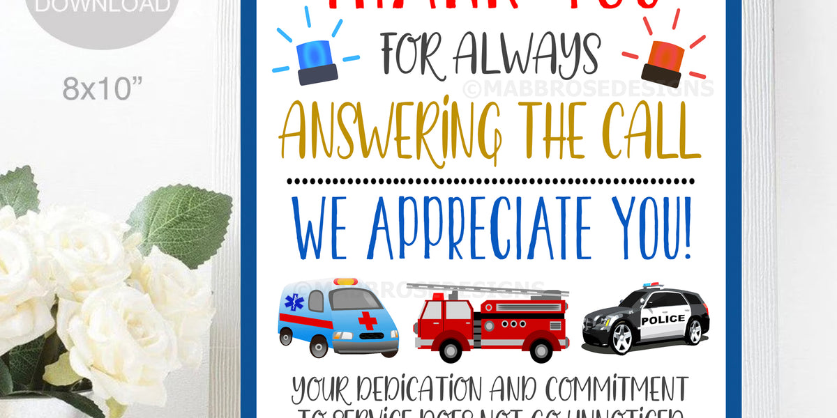 First Responders Appreciation Sign | TidyLady Printables