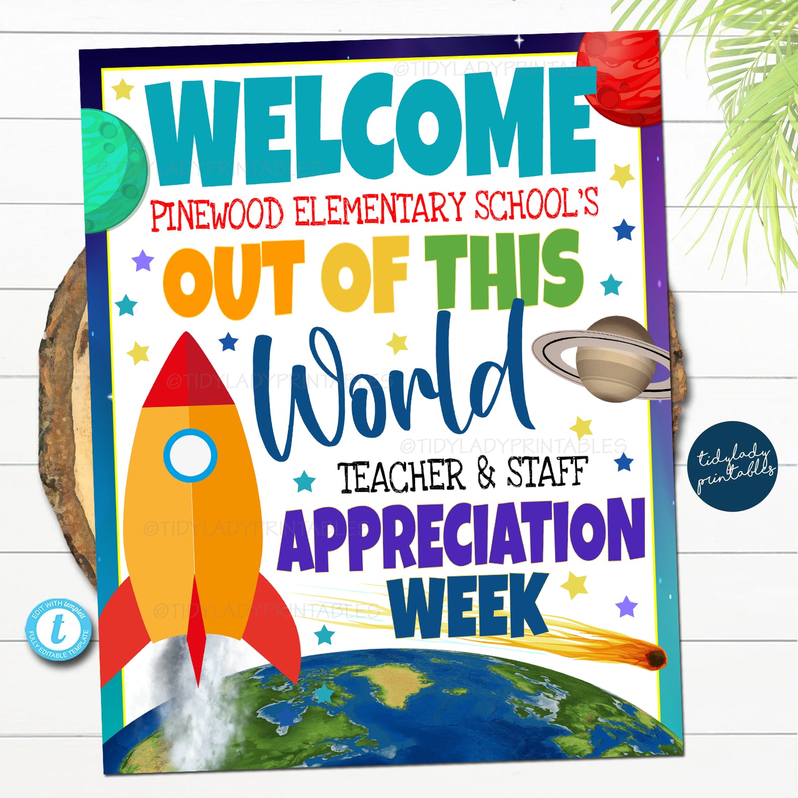 Outer Space Theme Teacher Appreciation Week Printable Party Set ...