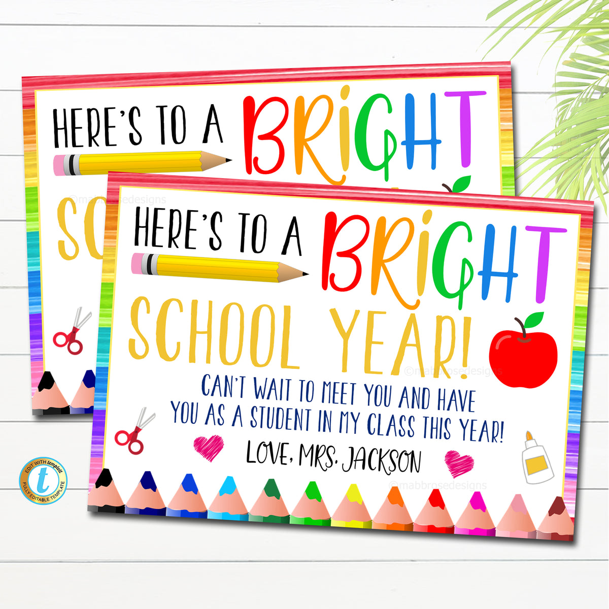 Back To School Teacher Student Postcard | TidyLady Printables