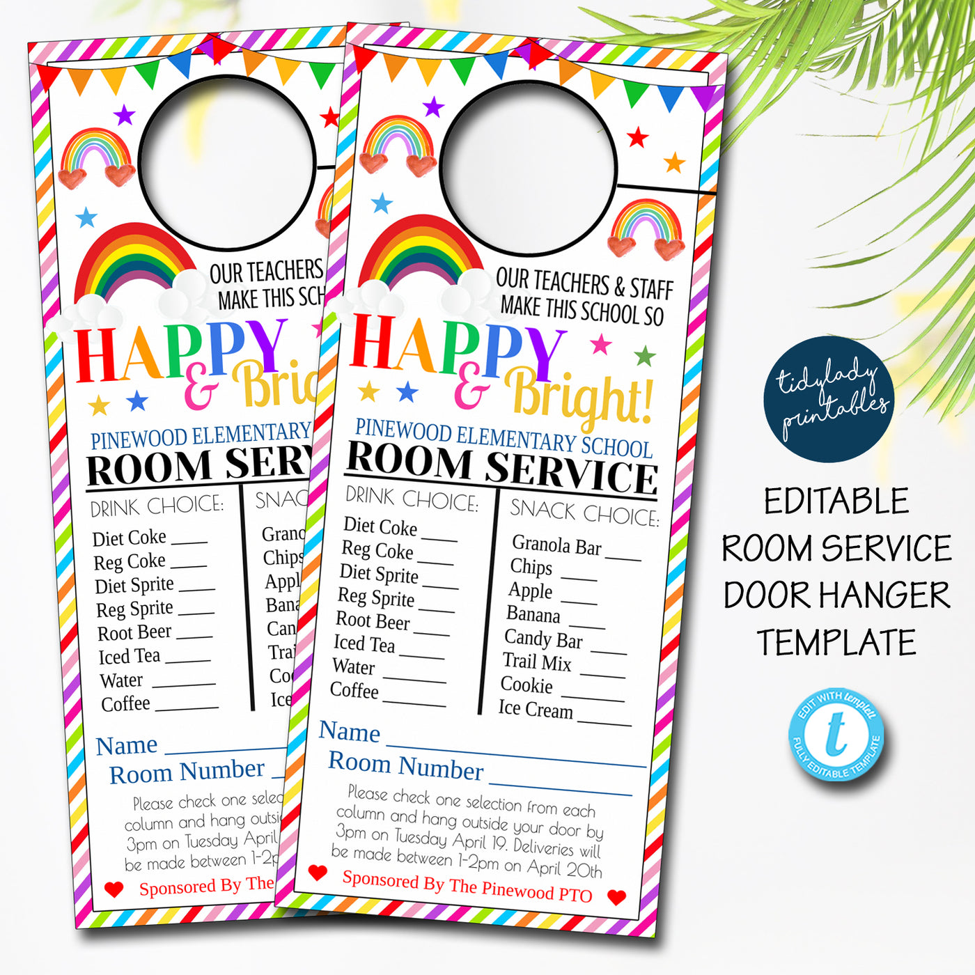 Rainbow Theme Teacher Appreciation Week Printable Party Set — TidyLady ...