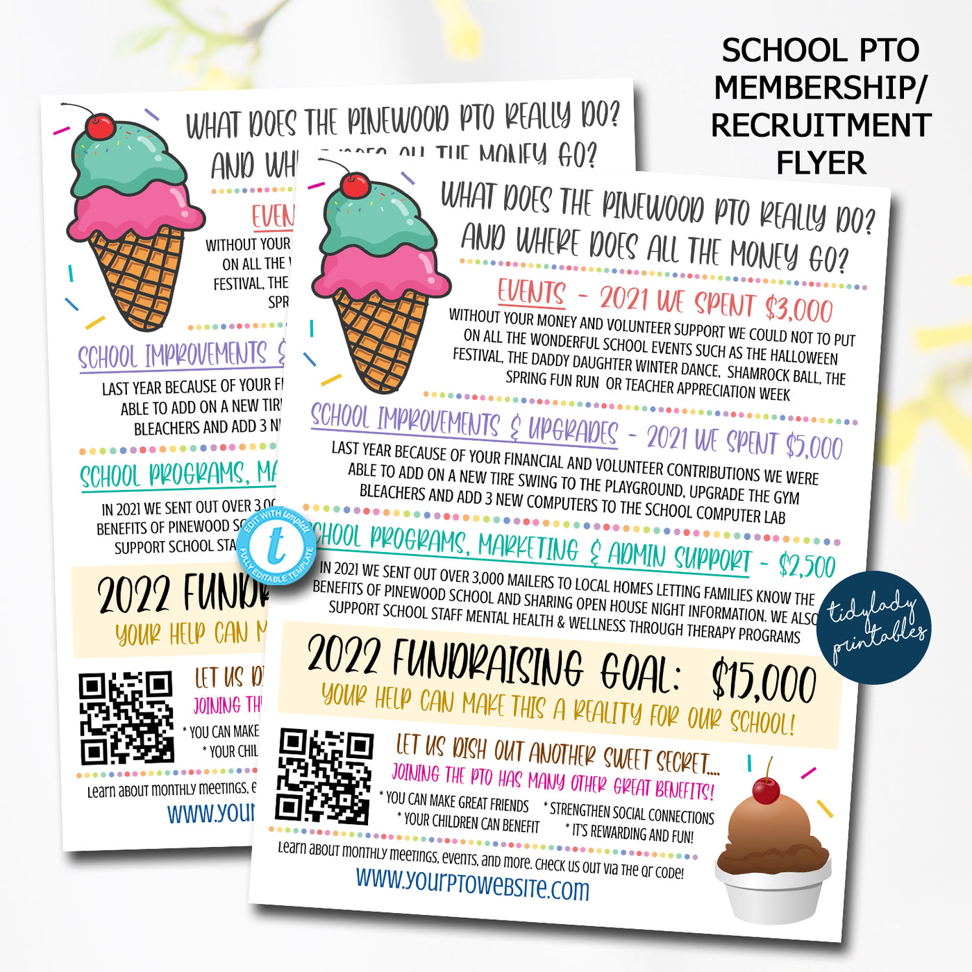 School Pto Volunteer Ice Cream Membership Sponsorship Drive — TidyLady ...