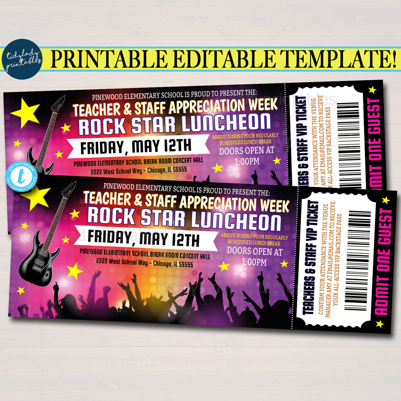 Rockstar Theme Teacher Appreciation Week Printable Party Set — TidyLady ...