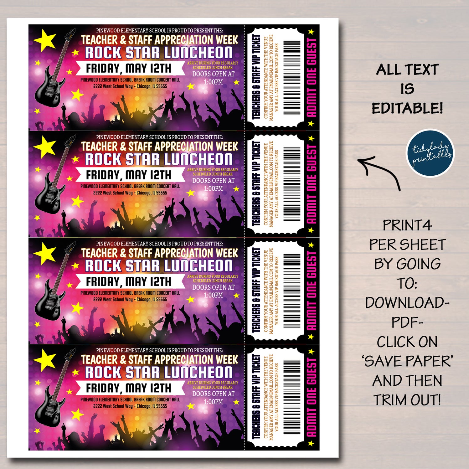 Rockstar Theme Teacher Appreciation Week Printable Party Set — TidyLady ...