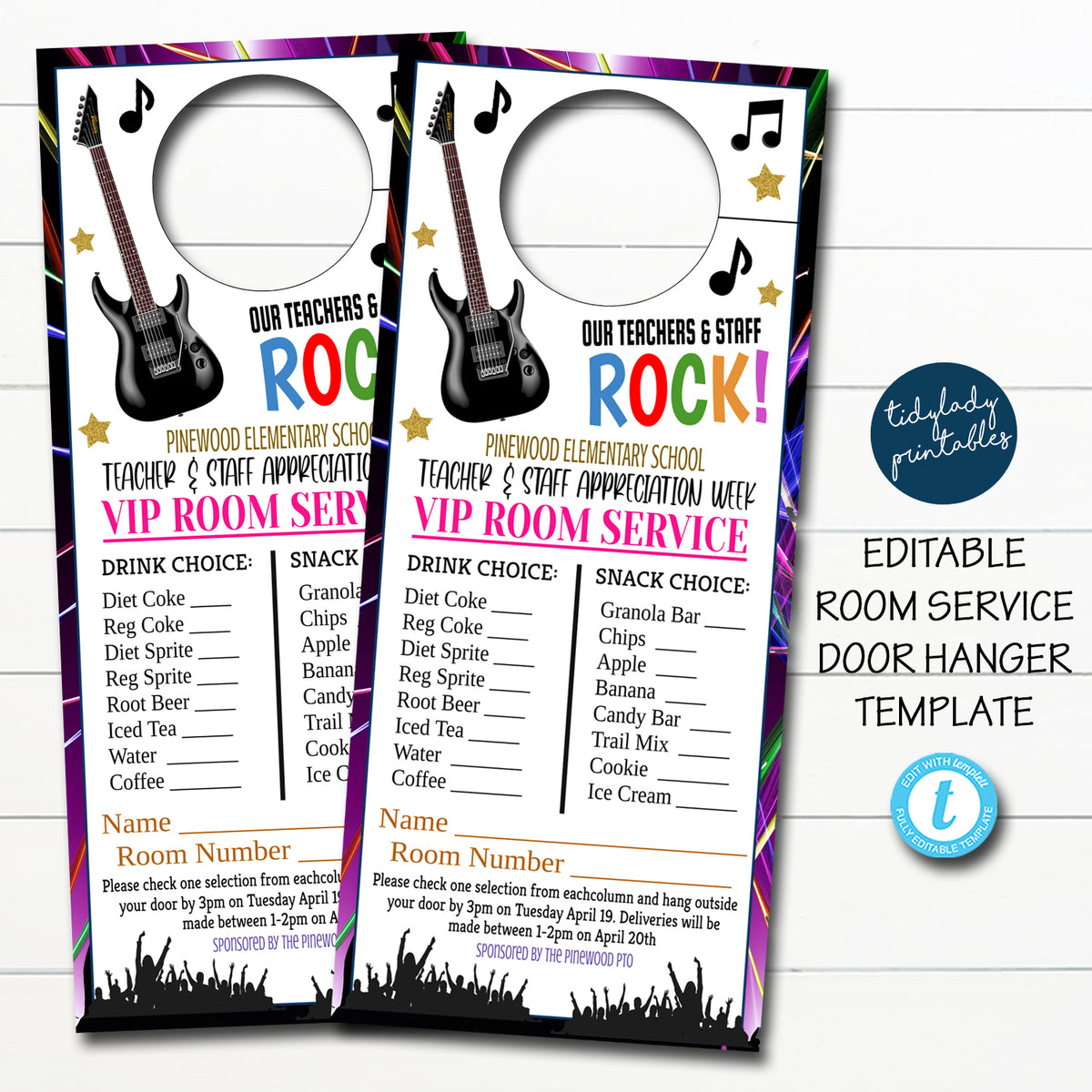 Rockstar Teacher Appreciation Week Room Service Door Hanger — TidyLady ...