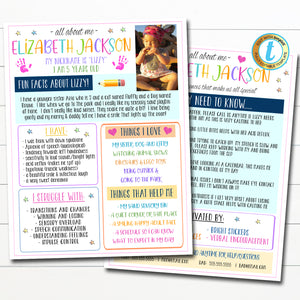 First Day Of School All About Me Special Needs Child Info — TidyLady ...