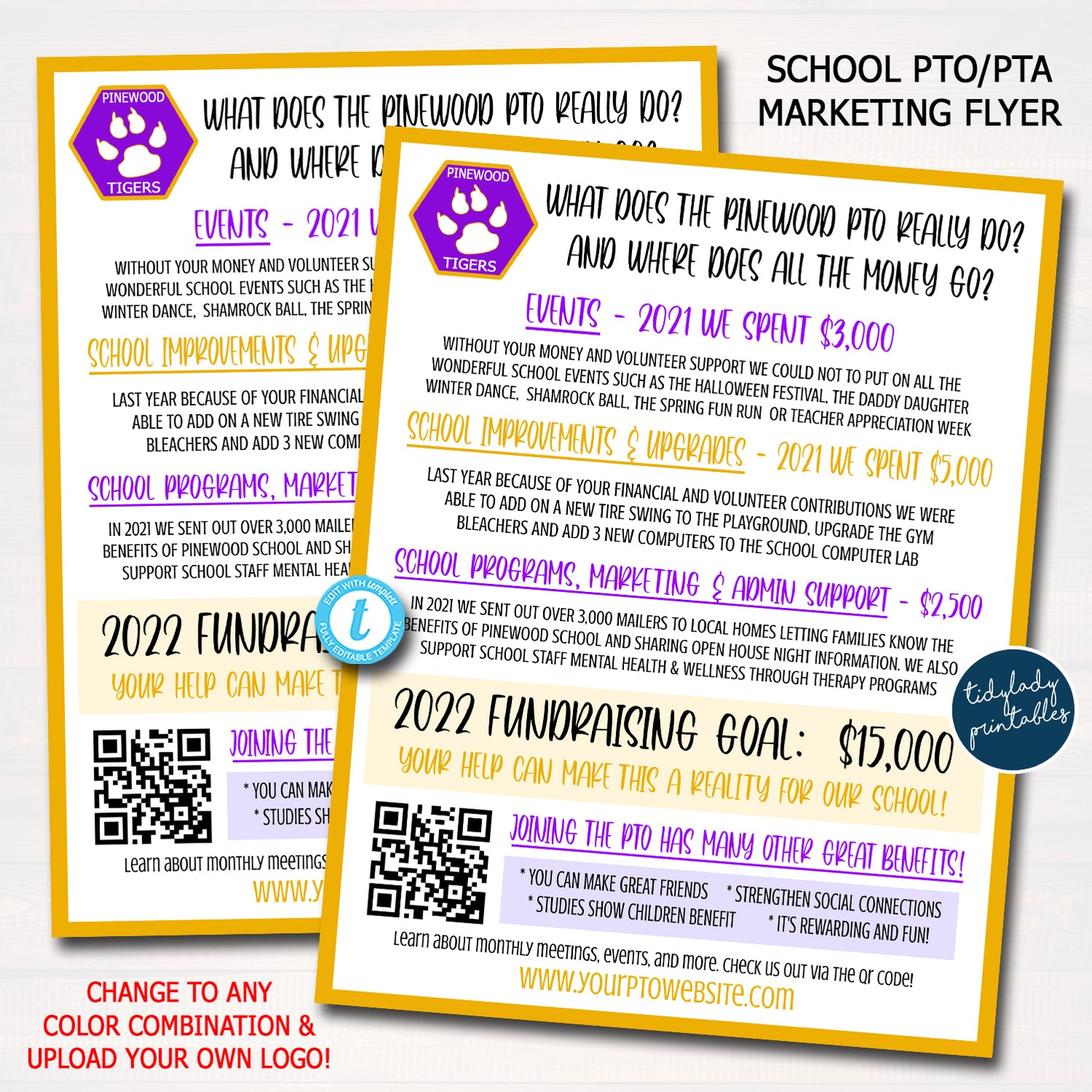 Back to School Pto Membership Sponsorship Drive Templates — TidyLady ...