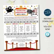 Hollywood Movie Theme Teacher Appreciation Week Party Set — TidyLady ...
