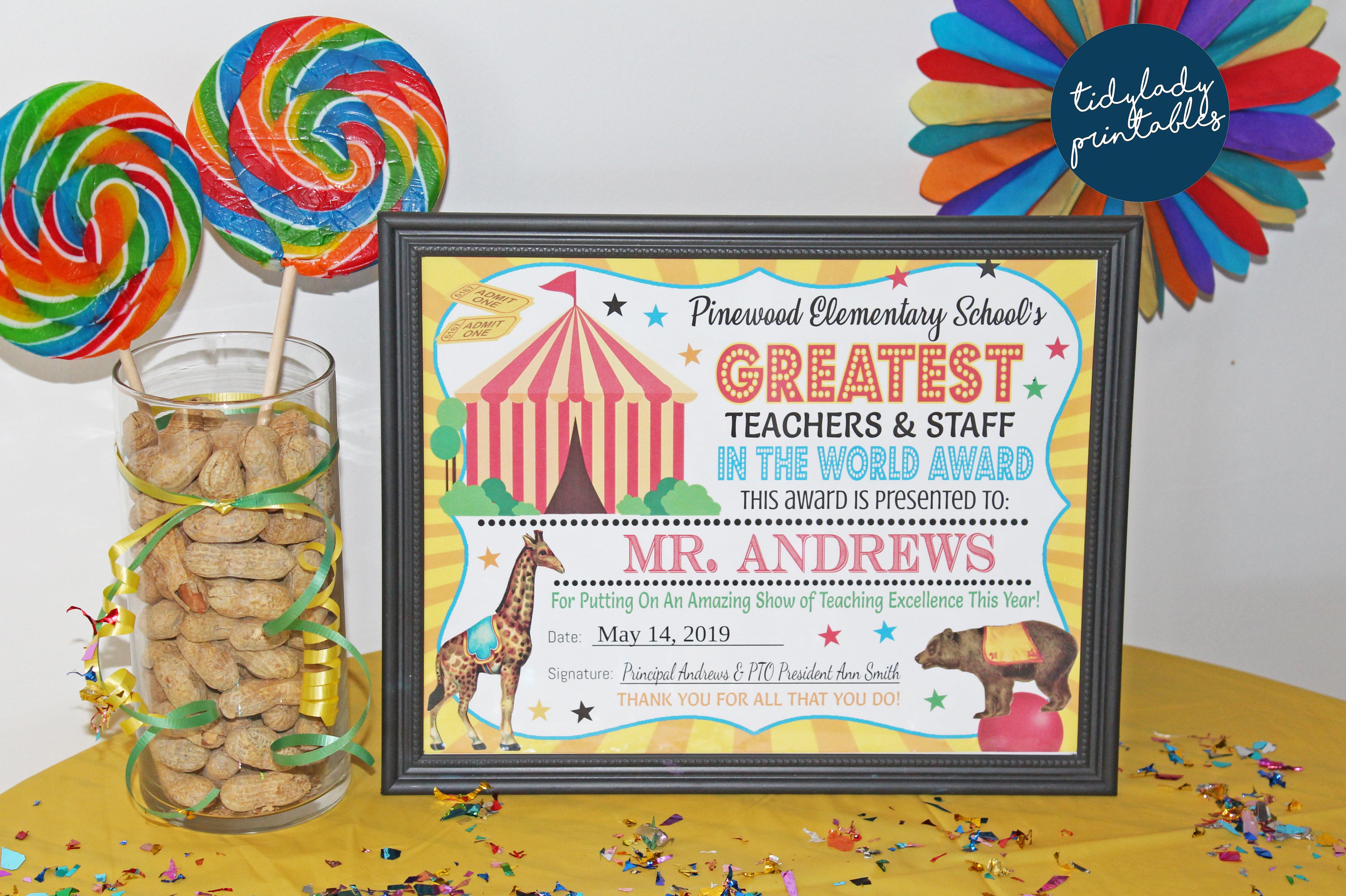 Circus Theme Teacher Appreciation Week Printable Party Set — TidyLady ...
